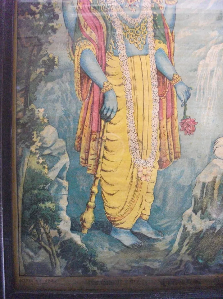 Original Raja Ravi Varma Oleograph Dhruv Narayan - Purana Darwaza